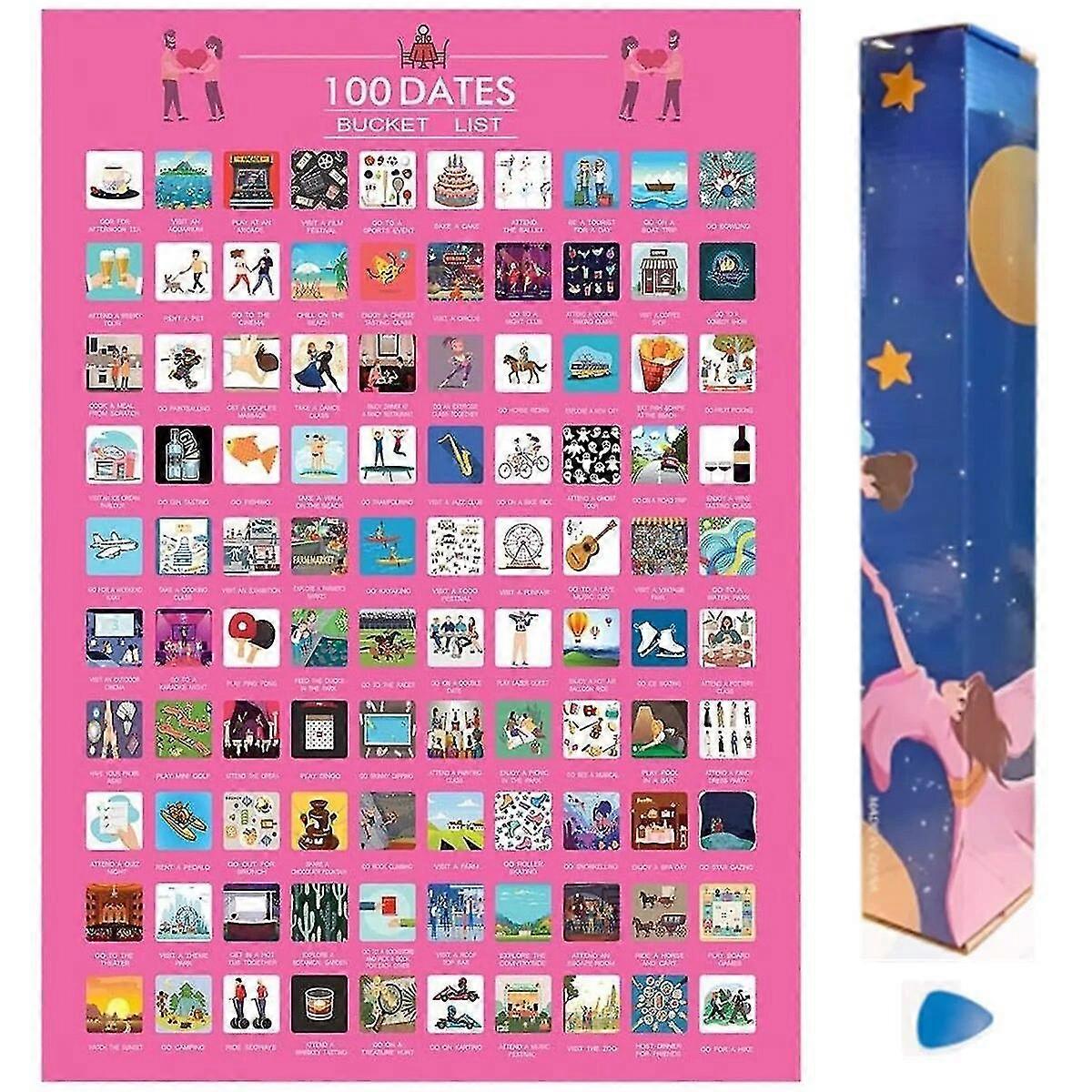 100 Dates Scratch Off Poster Couples Bucket List Date Night Ideas ...