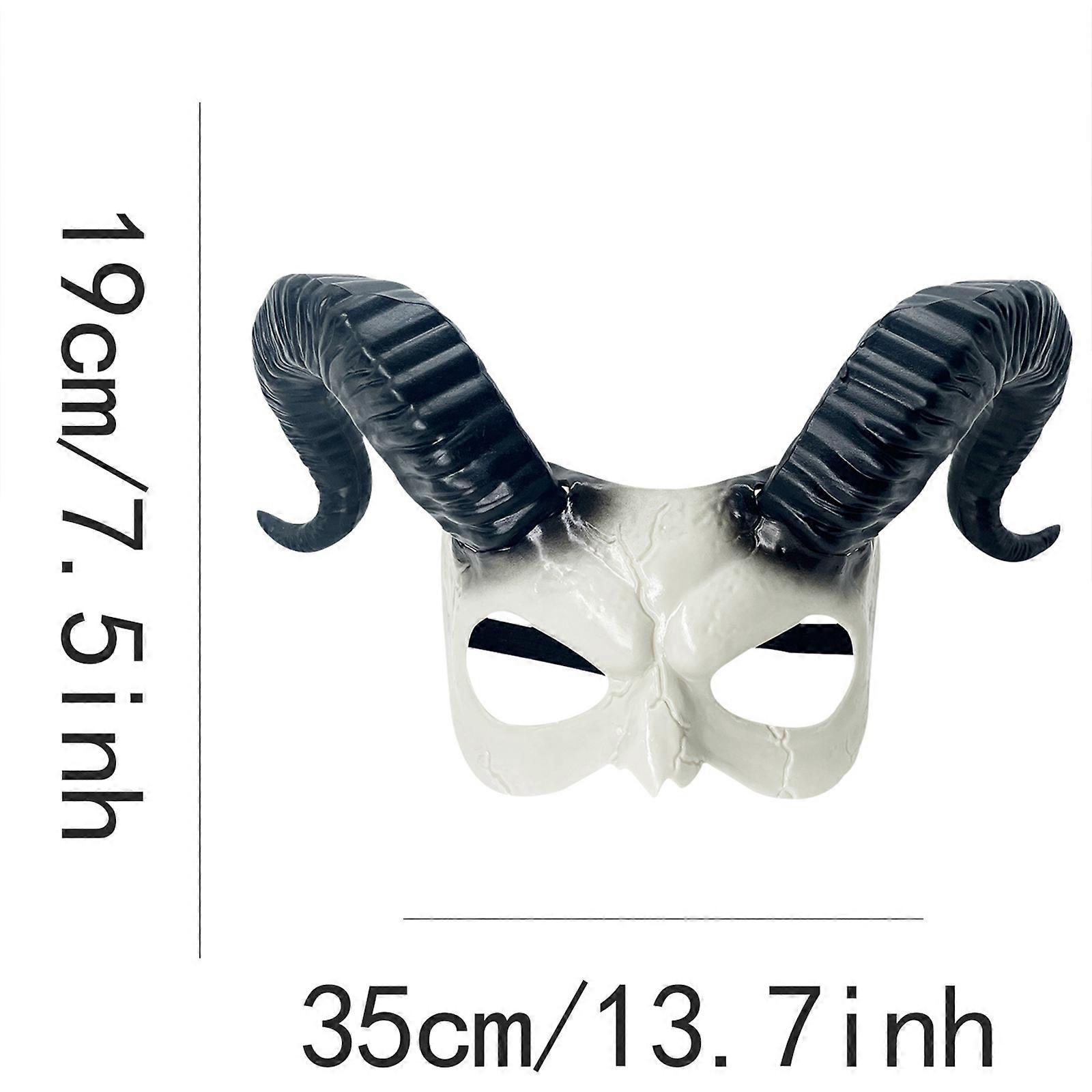 Halloween Masquerade Ram Horn Animals Skull Mask Headdress Half Face ...