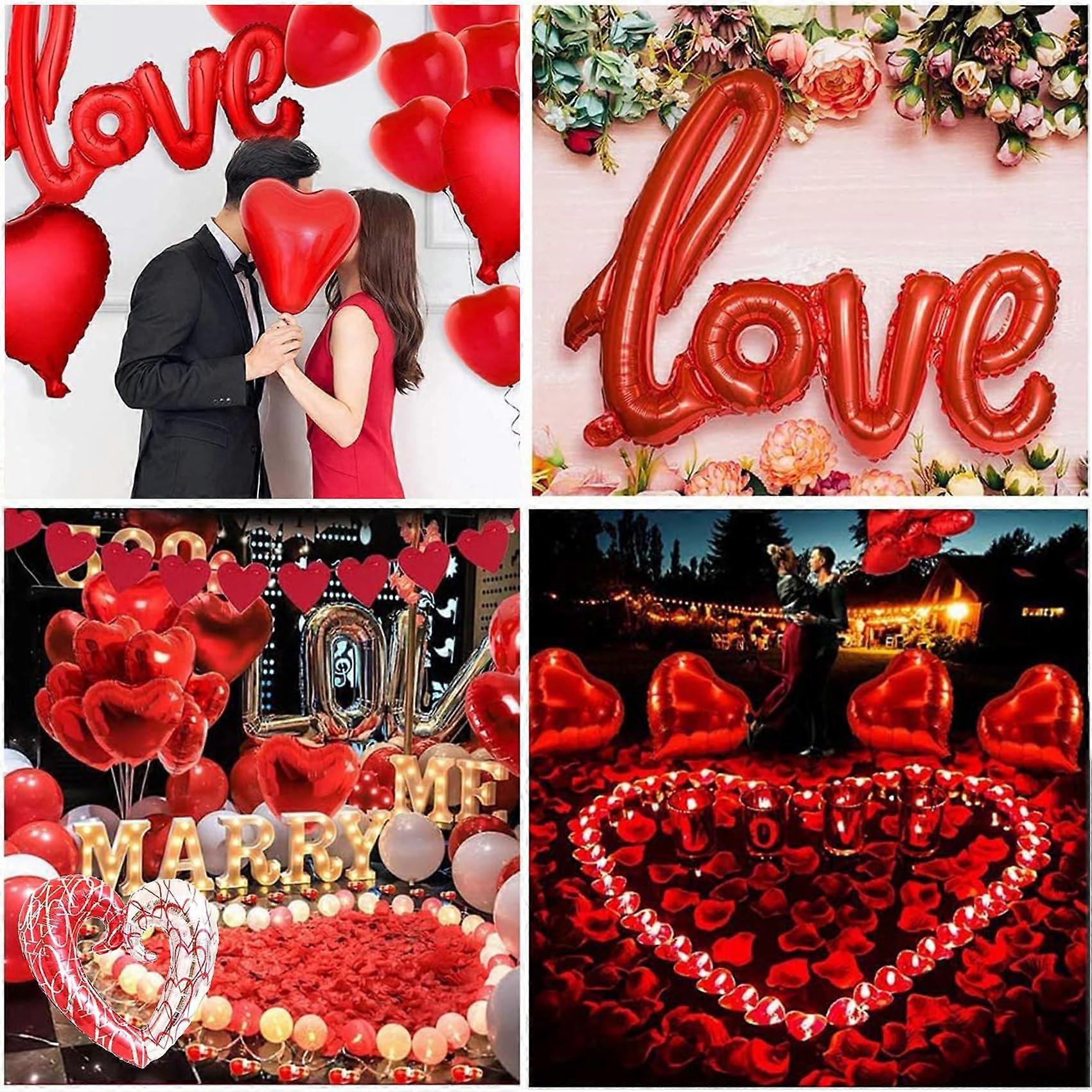 ZENGO Romantic Decorations Valentine's Day Balloons Decoration Set Red ...