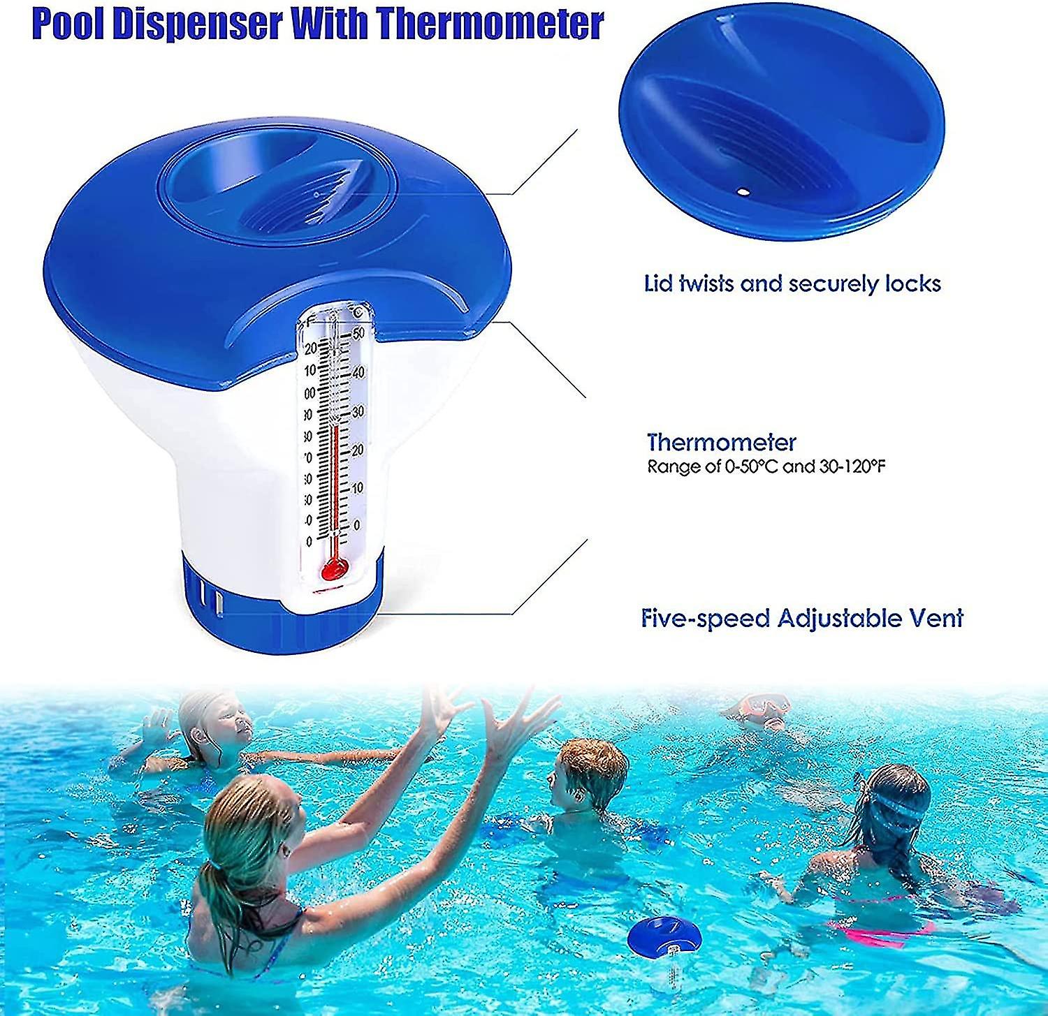 Pool Chlorine Diffuser With Thermometer, Floating Chlorine Pool Diffus ...
