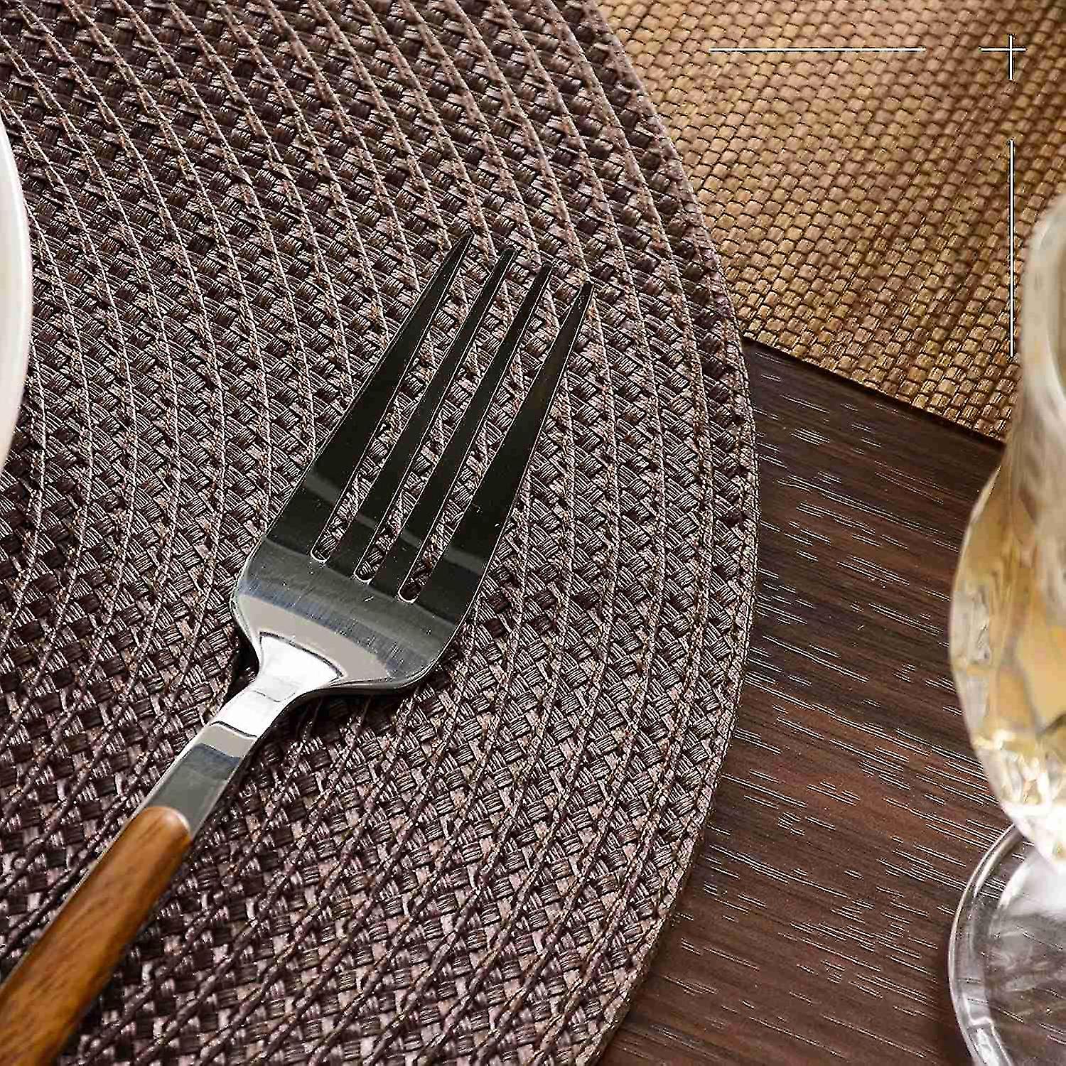 Round Braided Placemats Set Of 6 Table Mats For Dining Tables Woven ...