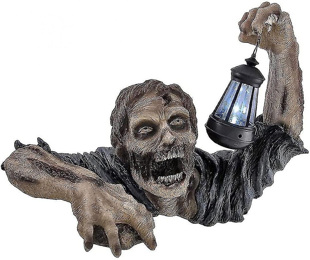 Halloween Zombie With Led Lantern Zombie Statue Scary Statue Halloween ...