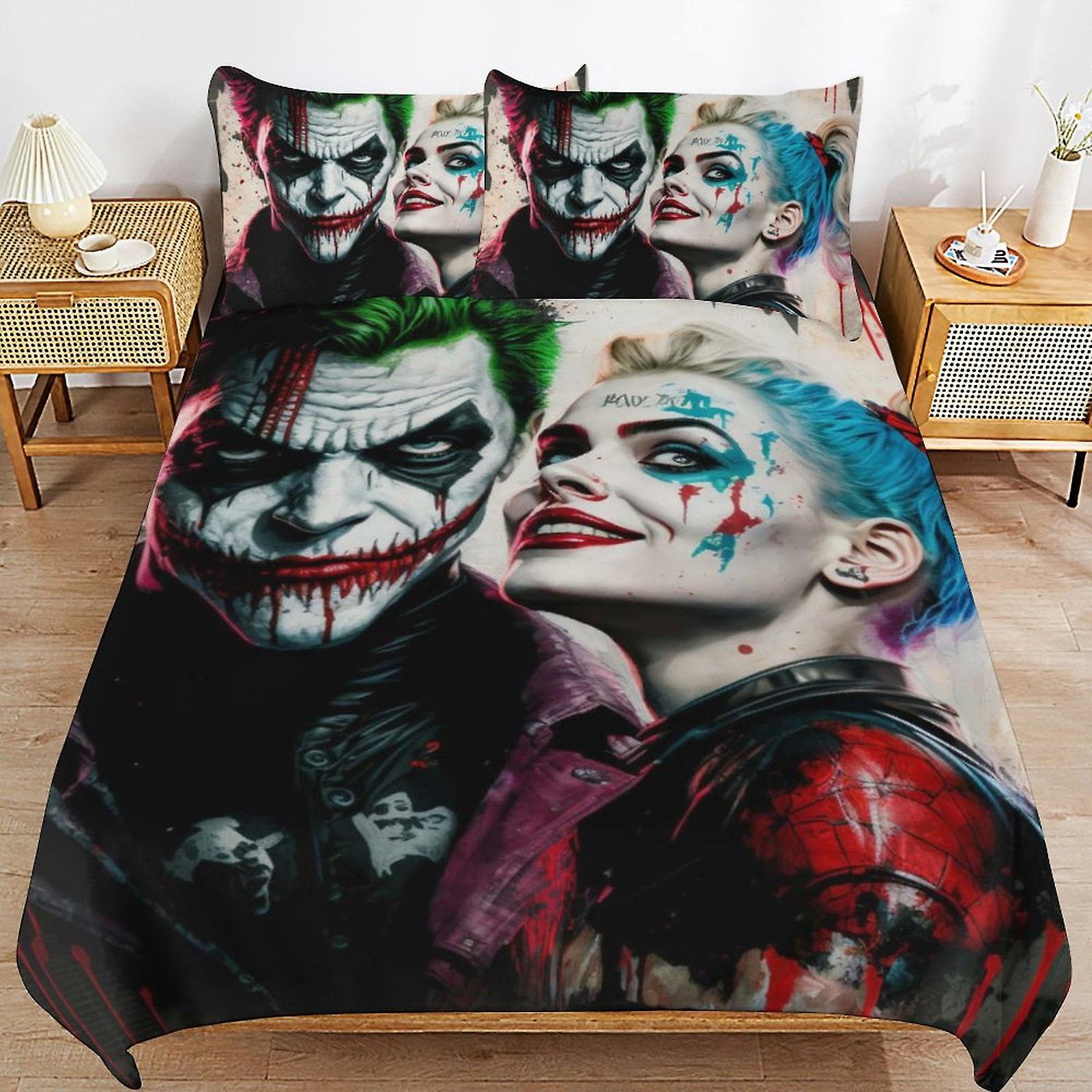 Joker Harley Quinn Bedding Sets Cute Bed Cover Anime Cartoon 3D Printed ...