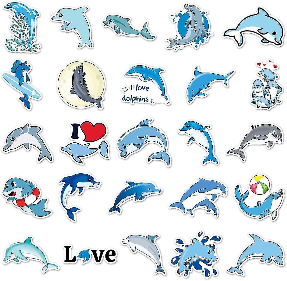 Dolphin Stickers 50 Cute Dolphin Stickers Waterproof Vinyl Stickers ...