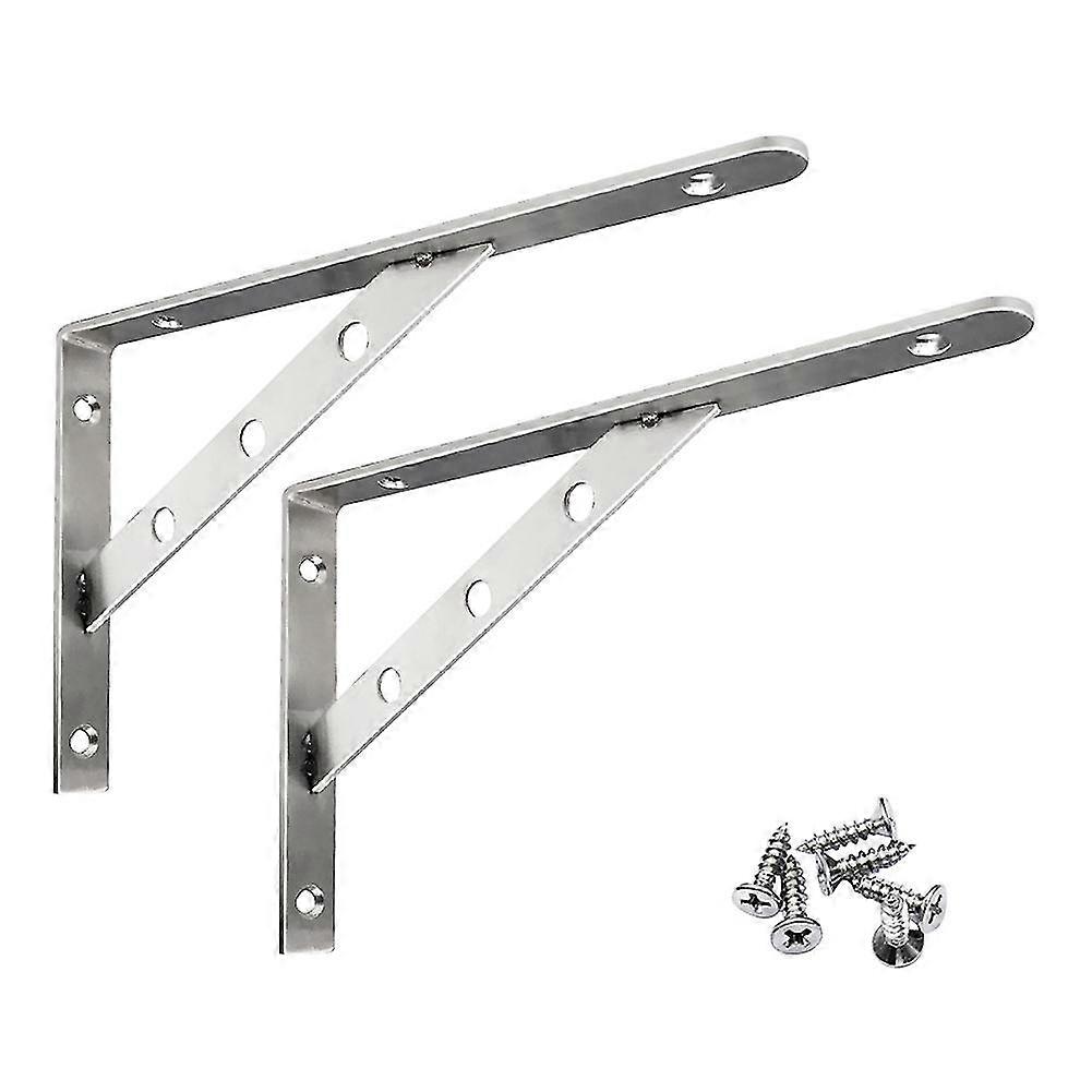 2pcs Heavy Duty Stainless Steel Bench Table Shelf Bracket Frame ...