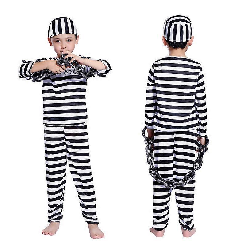 Adult Kids Striped Prisoner Matching Chains Family Outfits Uniform ...