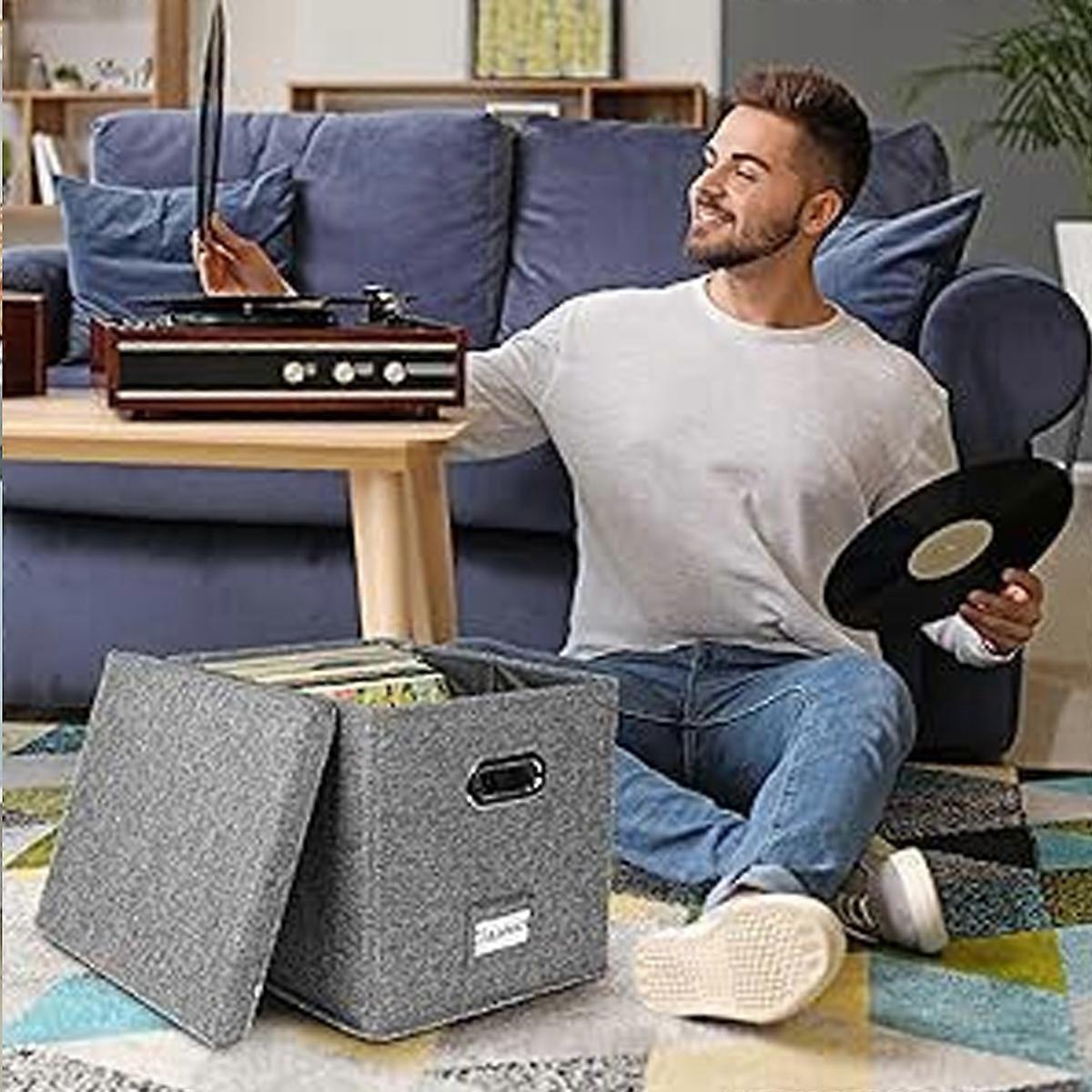 Stackable Vinyl Record Organizer - Record Album Storage Holds 50+ LP ...