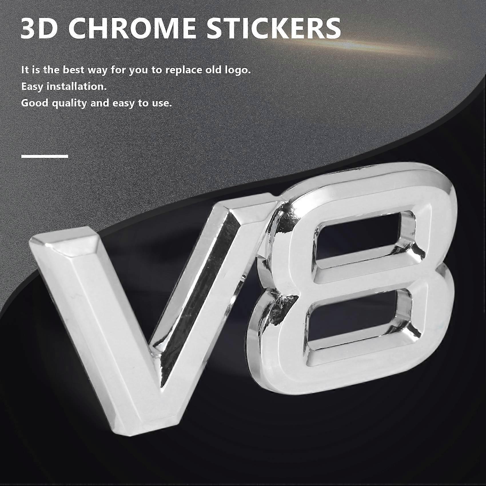 7.5x3.5cm Auto car V8 stickers 3D Chrome Sticker Badge Emblem | Fruugo UK