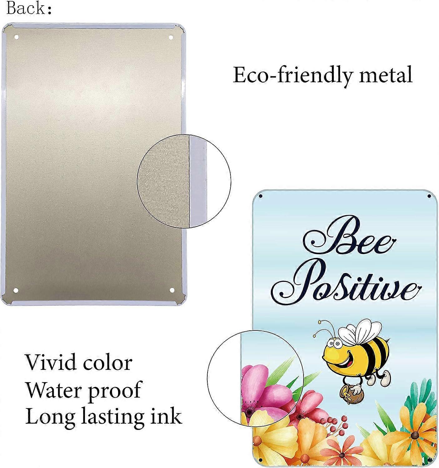 Bee Positive Metal Tin Signs Vintage Iron Painting Retro Plaque Poster ...