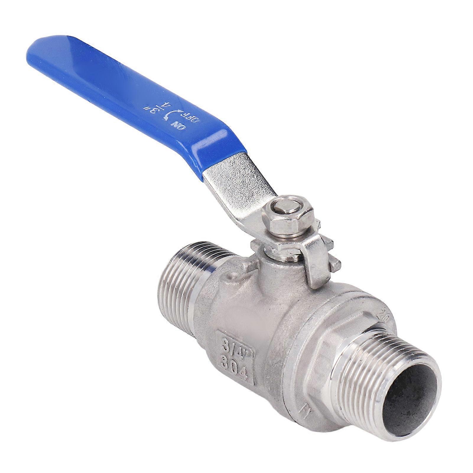 Ball Valve 304 Stainless Steel NPT 3/4in 2 Male Thread Manual Drive Cut ...