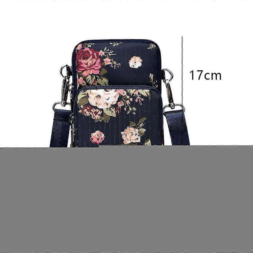 Small Cell Phone Purse For Women,3-layers Zipper Nylon Shoulder Bag ...