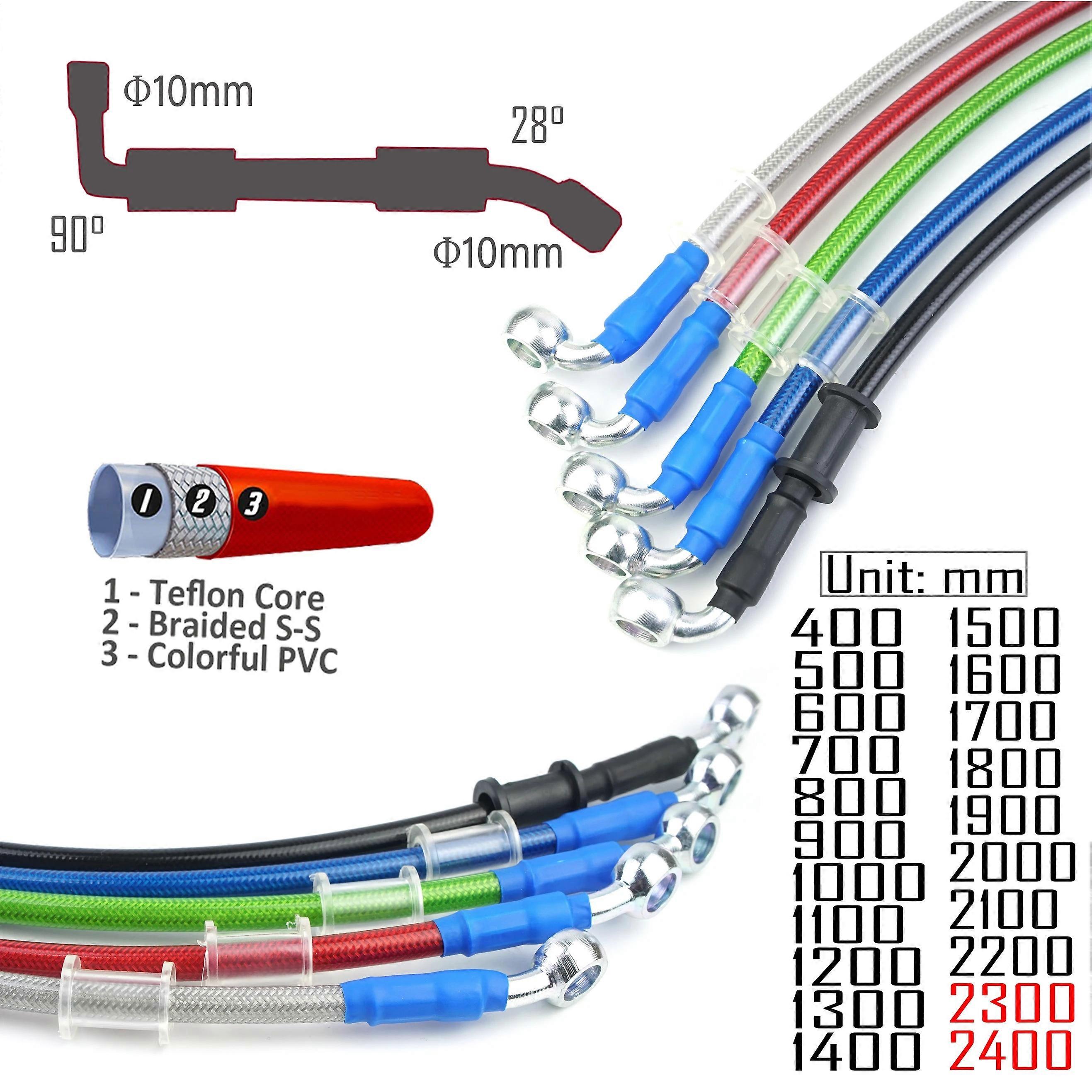 AN3 Braided Brake Hose Moto M10 Banjo 28 90 Degrees Motorcycle ATV ...