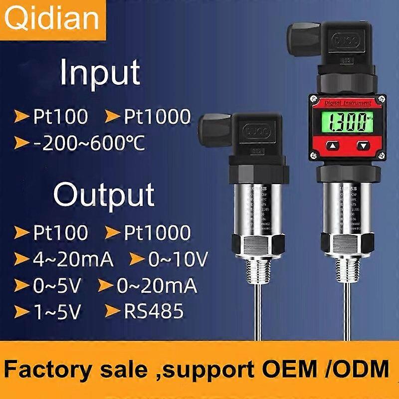 Pt100 Intergrated Temperature Sensor Transmitter Probe 4-20mA Stainless ...