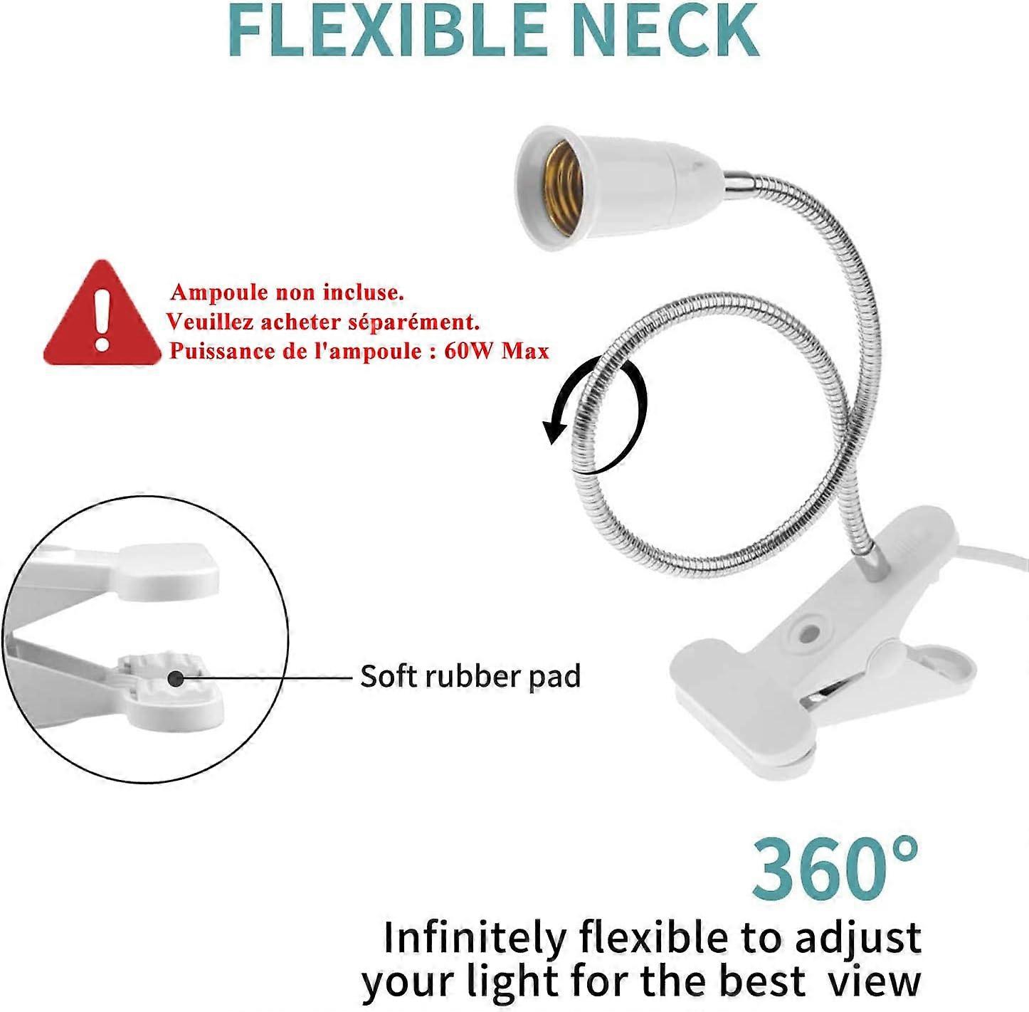 2PCS LED Table Lamp Base E27 Clamp Bulb Socket Gooseneck Lamp Holder ...