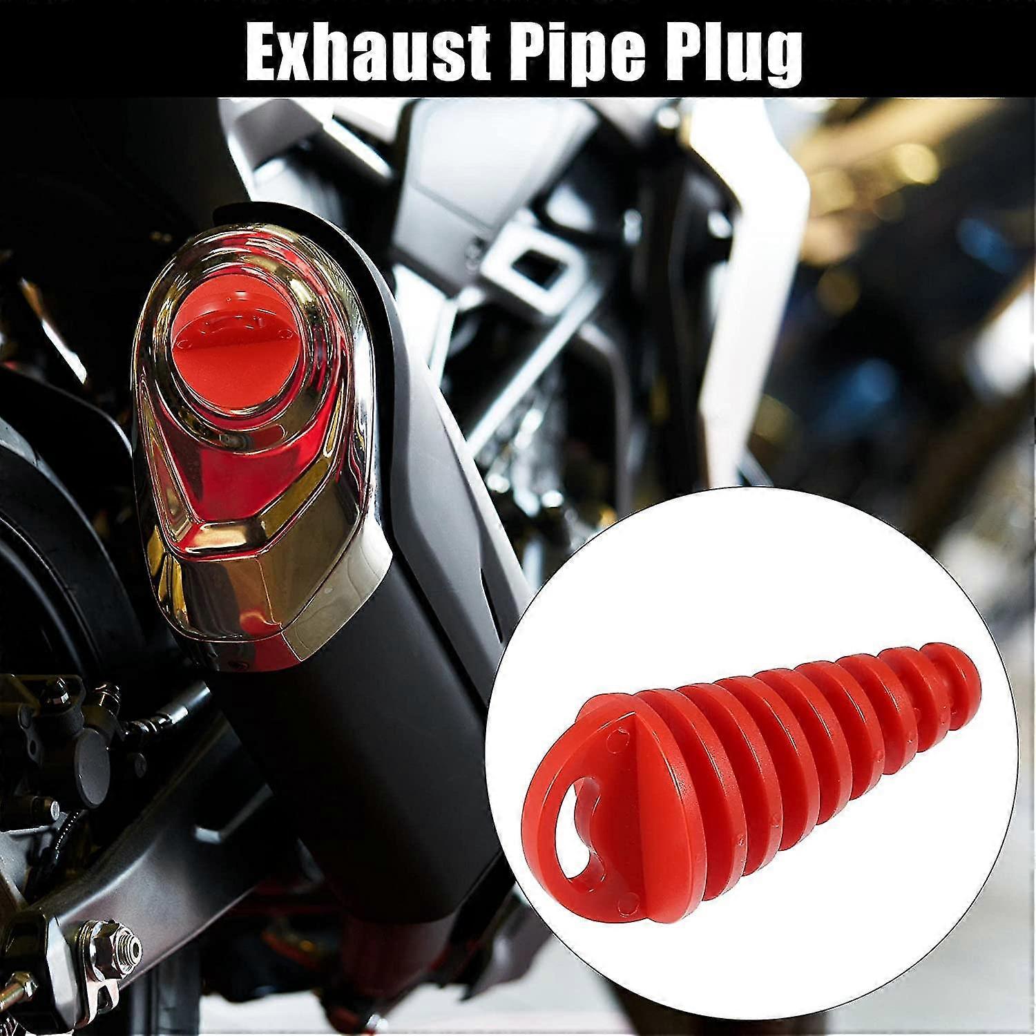 Motorcycle Exhaust Pipe Plug 15-38mm Universal Rubber Black Red2pcs ...