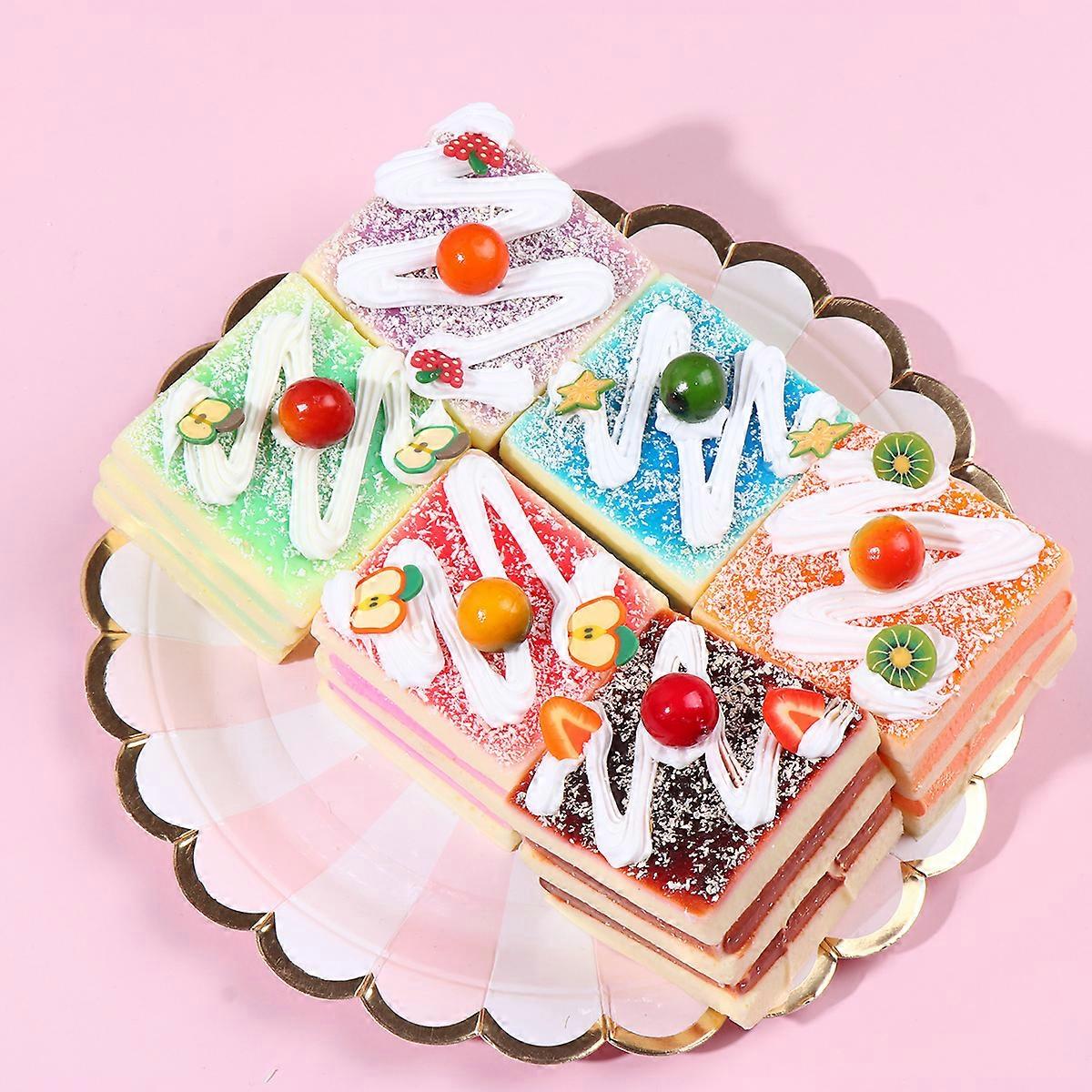 6 Pcs Bakery Dessert Artificial Cake Props Cake Decor Pu Cake Model ...