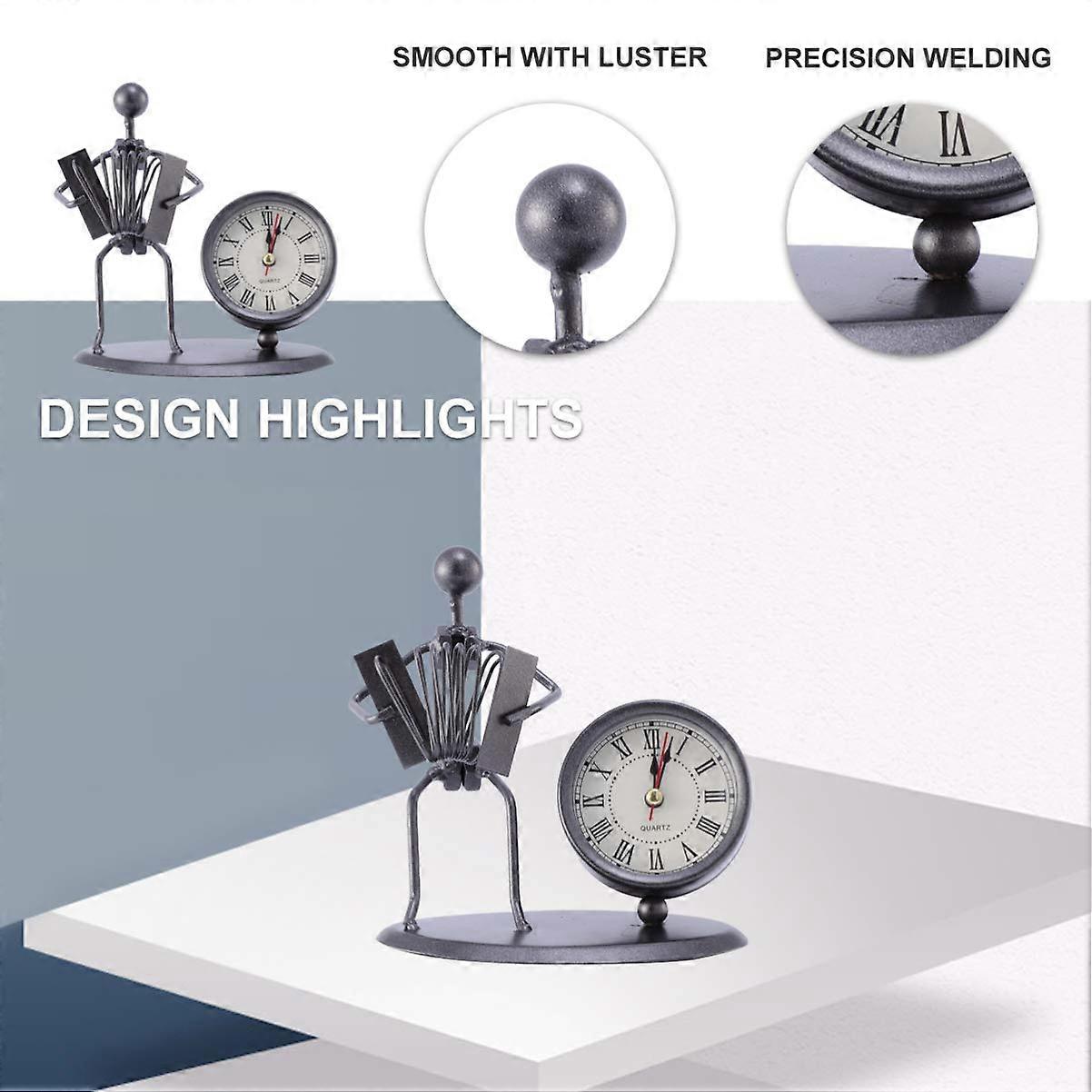 Table Clock - Vintage Desk Clock Accordion Metal Bicycle Clock Musician ...