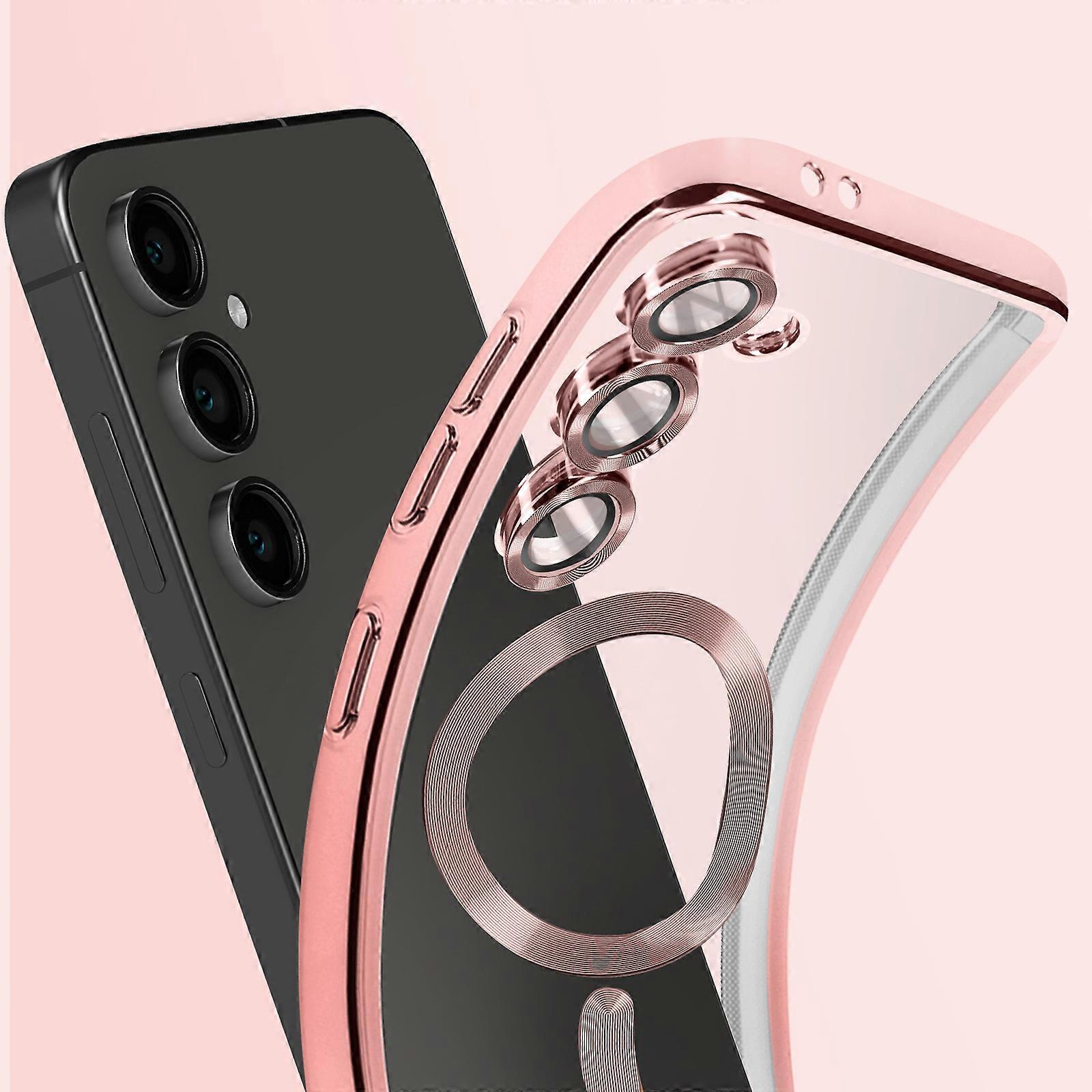 MagSafe Case for Galaxy S24 FE Silicone Chrome Frame, Rose Gold | Fruugo UK