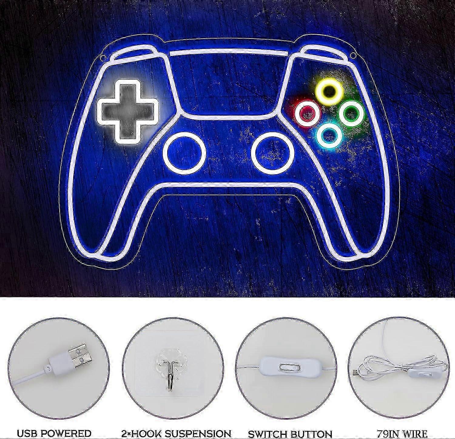 Gamer Neon Sign, Gamepad Shaped Led Neon Sign For Gamer Room Decor ...