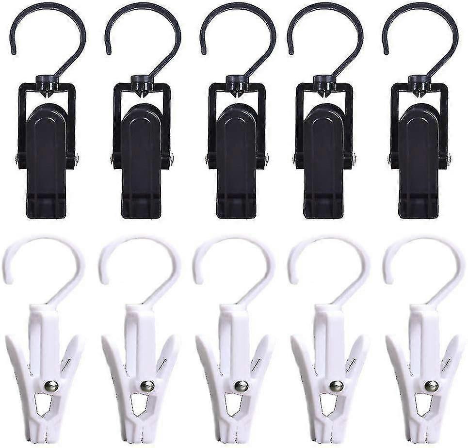10 Pieces Hanging Laundry Hooks Clip Plastic Swivel Hanging Towel Clips ...
