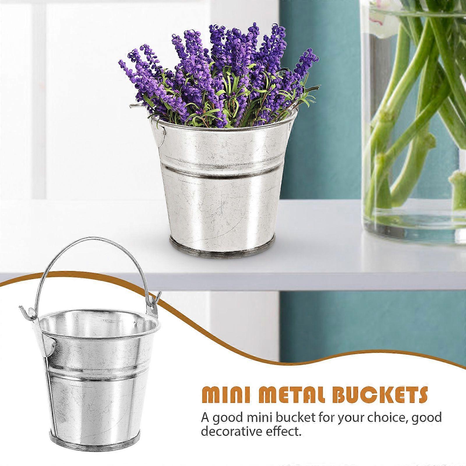 6Pcs Mini Metal Buckets with Handles Iron Chip Fry Serving Buckets ...
