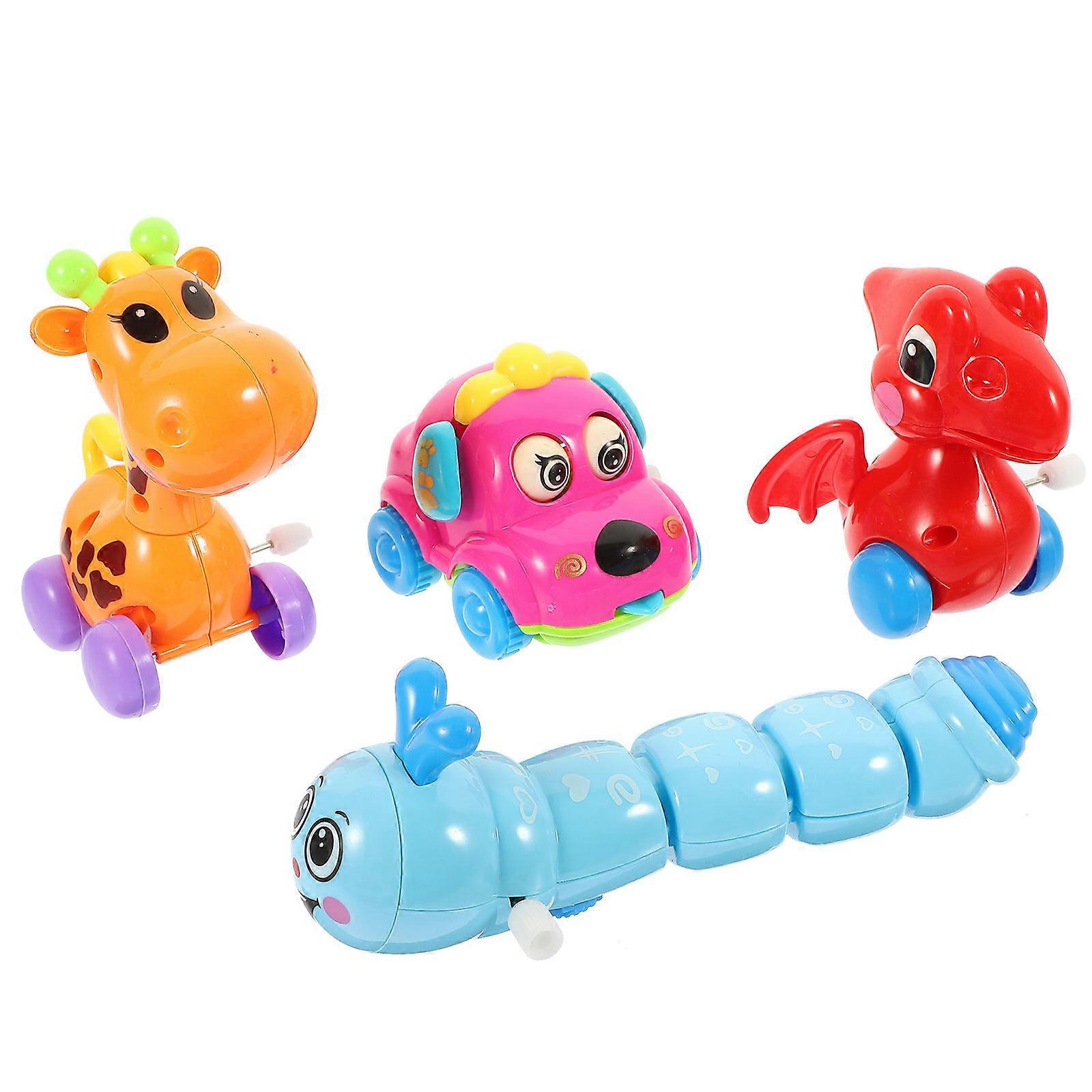 4pcs Animal Wind Up Toys Set Dinosaur, Dog, Giraffe, Caterpillar Safe ...