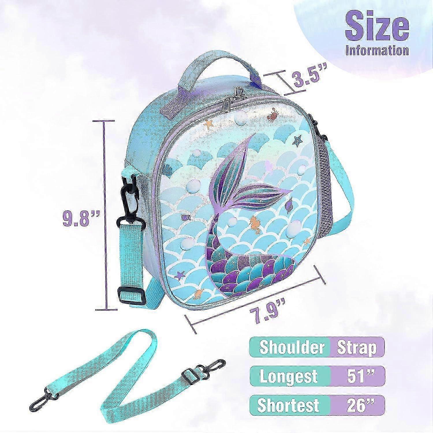 Mermaid Design Lunch Box for Girls with Insulation for School Picnic ...