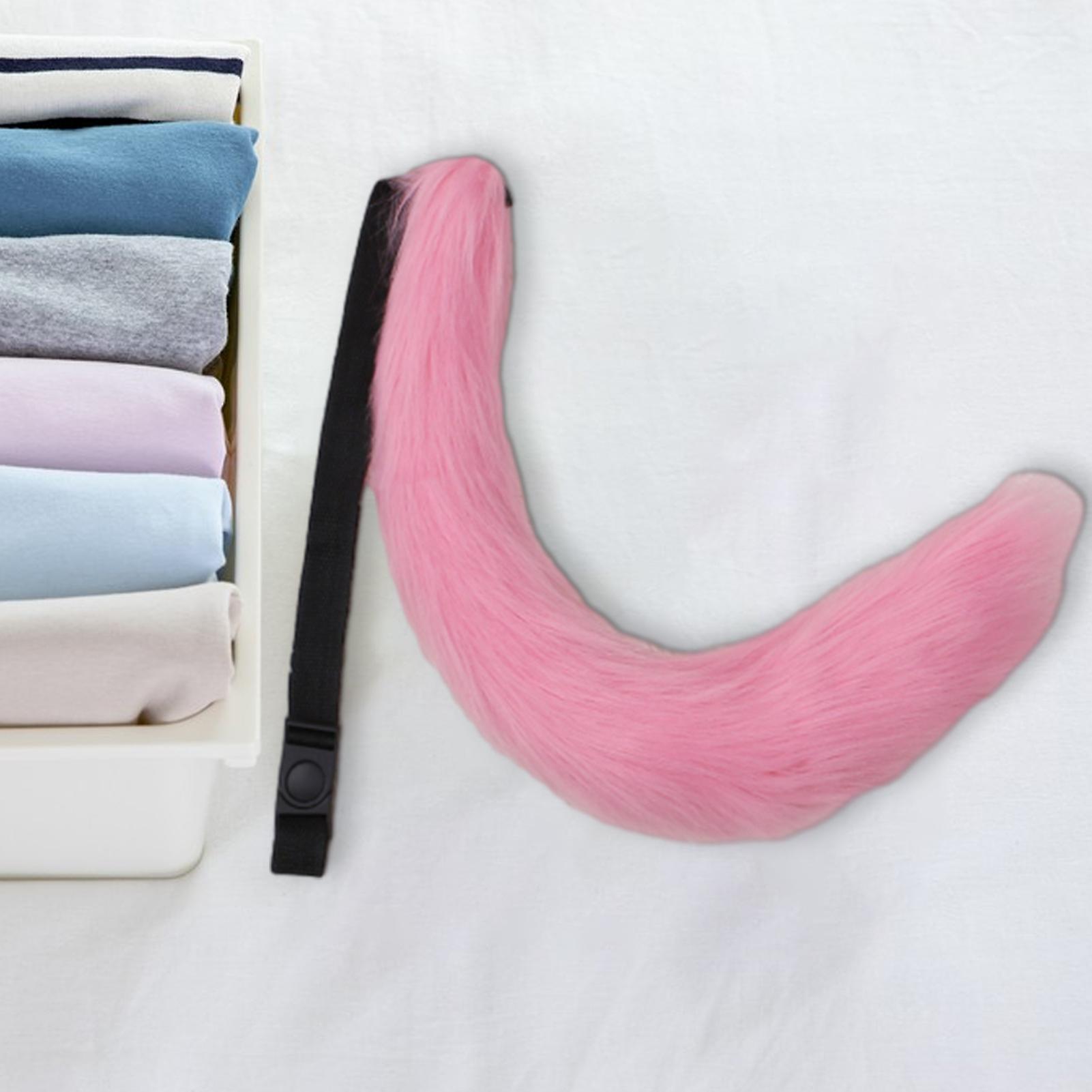 Cosplay Fake Fox Tail Soft Fuzzy Plush Solid Color Adjustable Waist ...