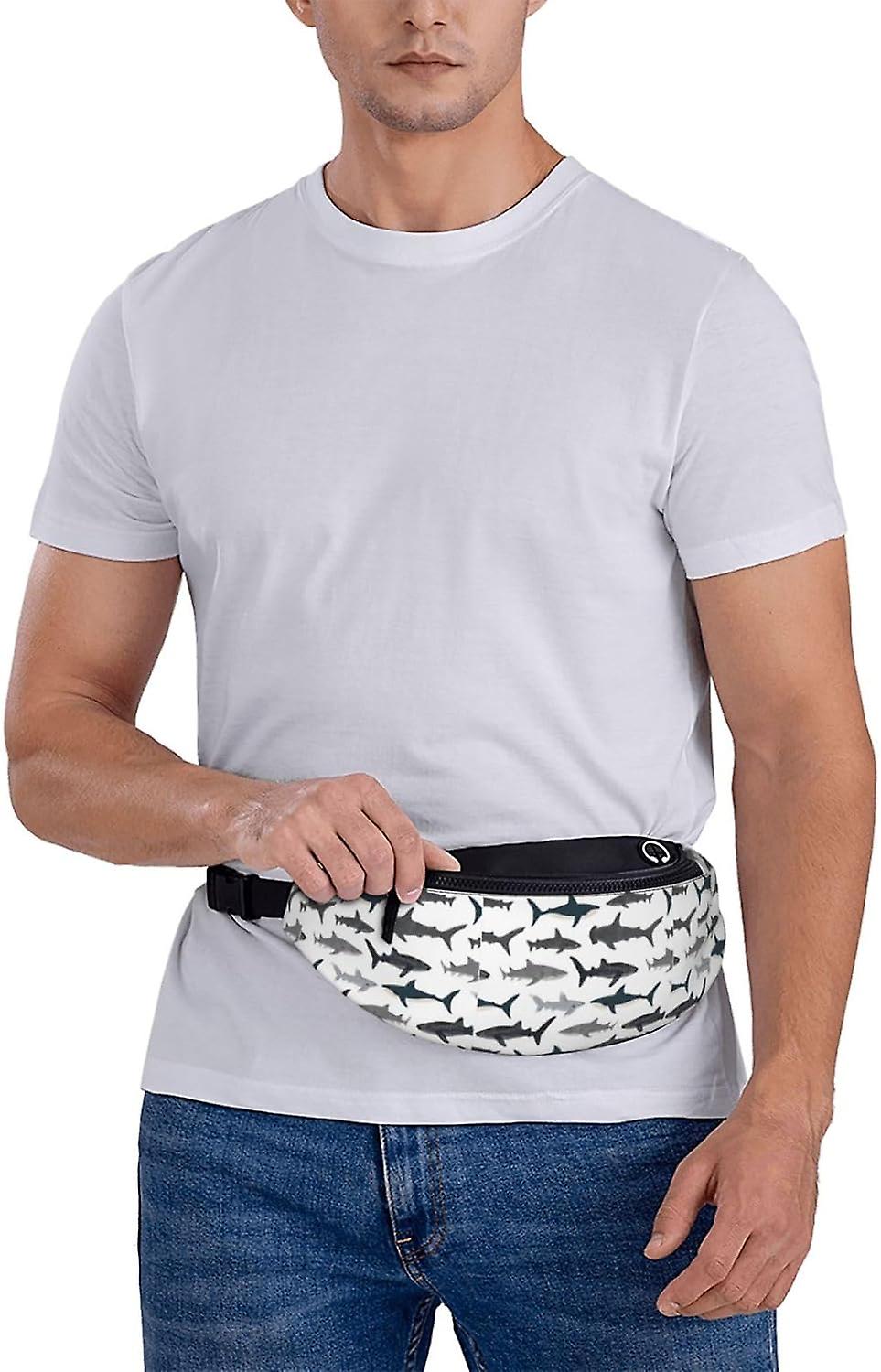 AR43 Fish and Shark Fanny Packs Adjustable Waist Bag Crossbody Hip Pack for Traveling Running ...