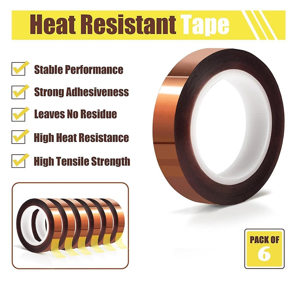 6 Rolls 10mm X33m Heat Tape High Temperature Heat Resistant Tape Heat ...