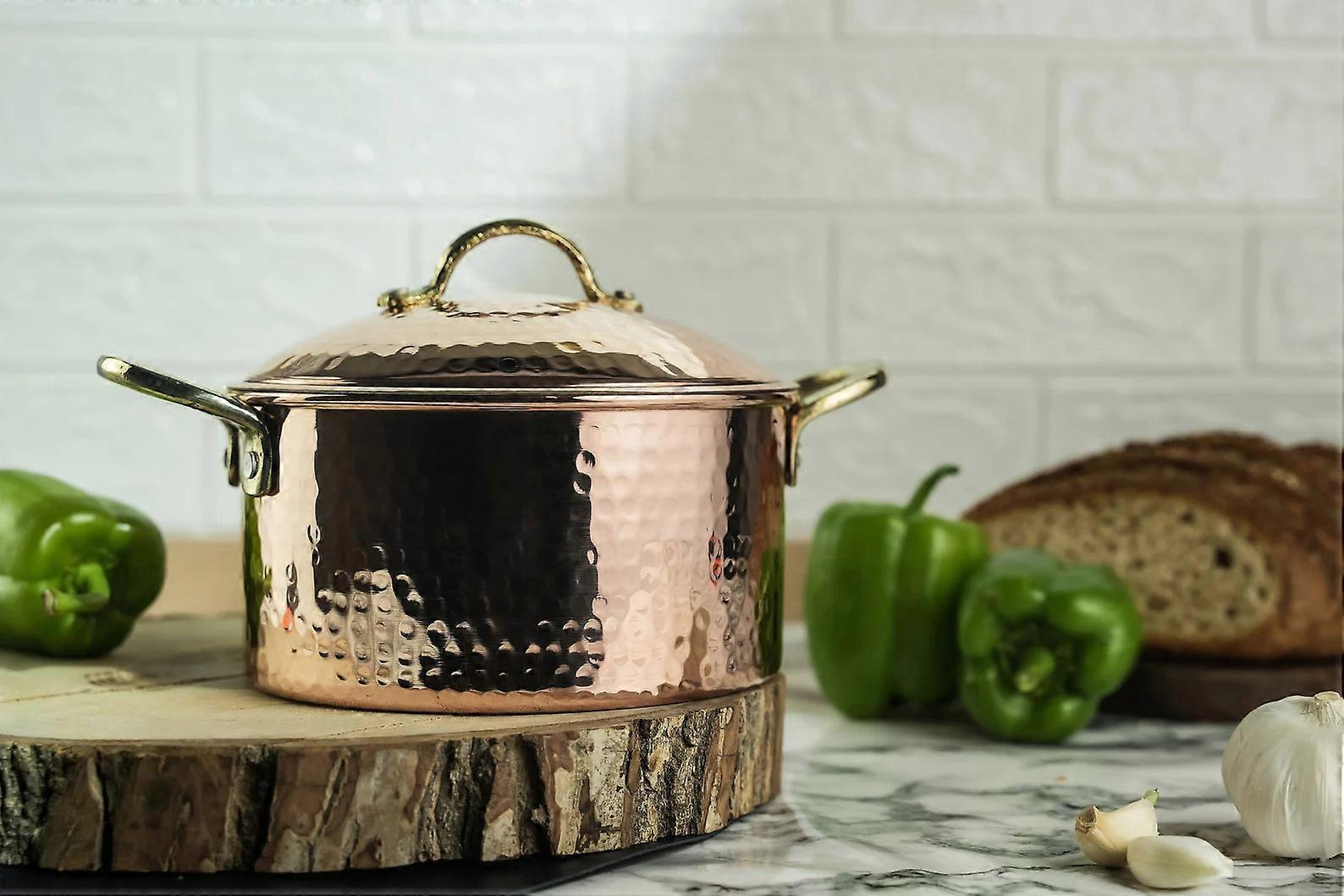 Solid Copper Cookware And Lid Set (brass Handles) | Handmade Copper ...