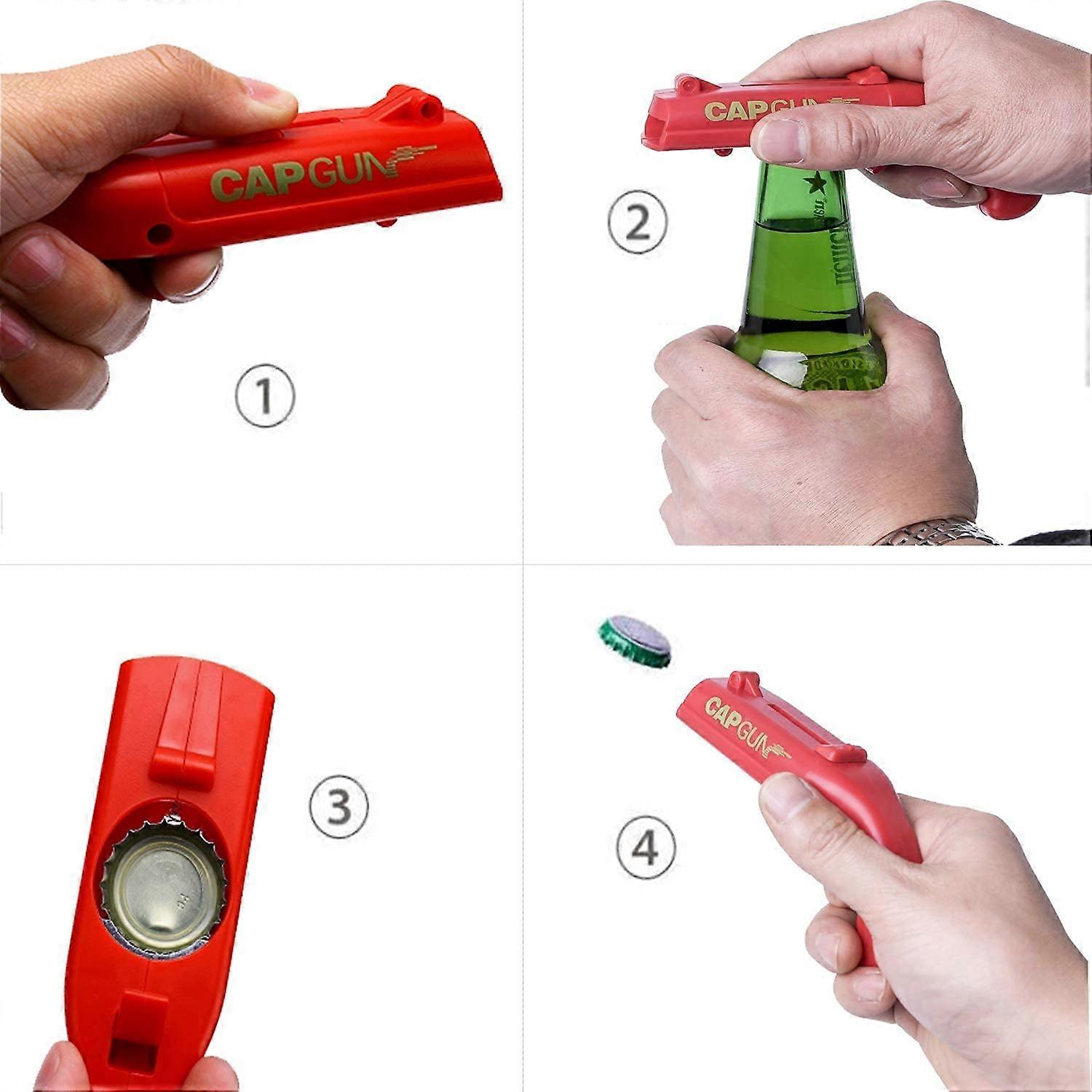 Beer Bottle Opener Cap Gun,4Pcs Bottle Top Gun Beer Opener,Funny Cap ...