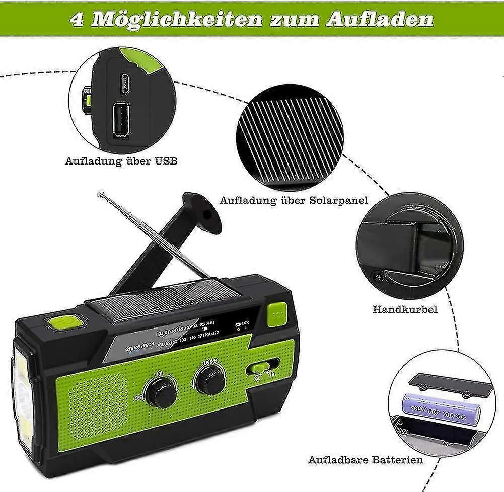 Solar Radio, Portable Crank Radio Dynamo Radio With Am/fm, Built-in ...