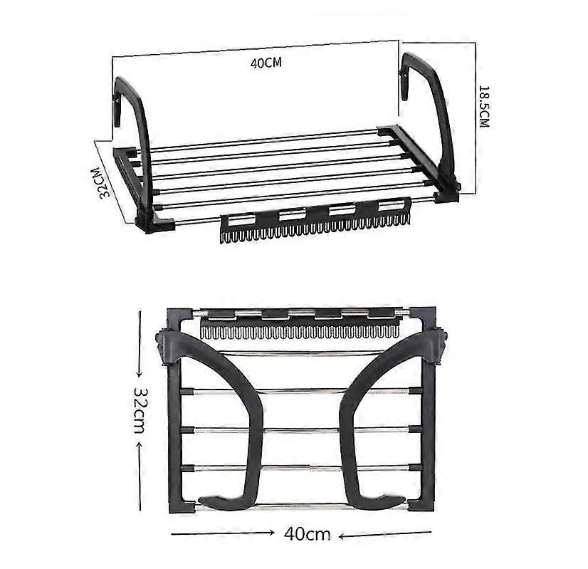 2024 Foldable Clothes Drying Rack Stainless Steel Balcony Hang on ...
