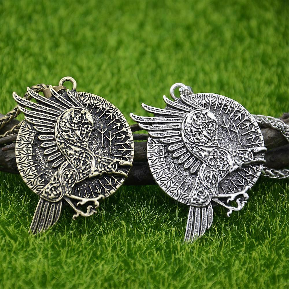 Norse Odin Symbol Viking Raven Amulet Runes Algiz Protection Wicca ...