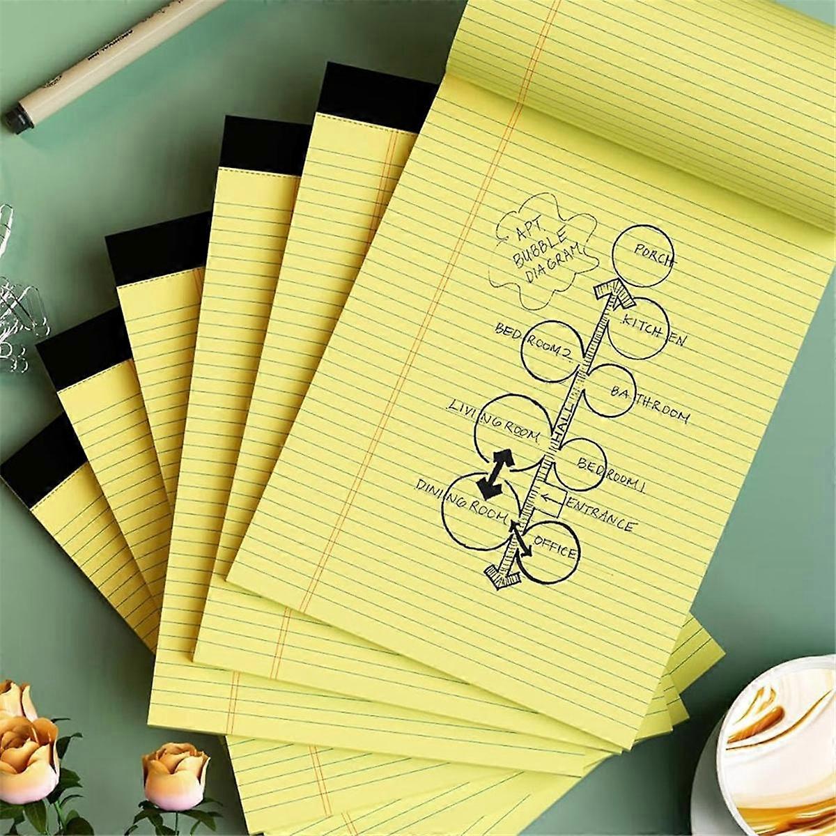6 Pack Yellow Note Pads 8.5 x 11.75Inch Narrow Ruled Lined Writing Note ...
