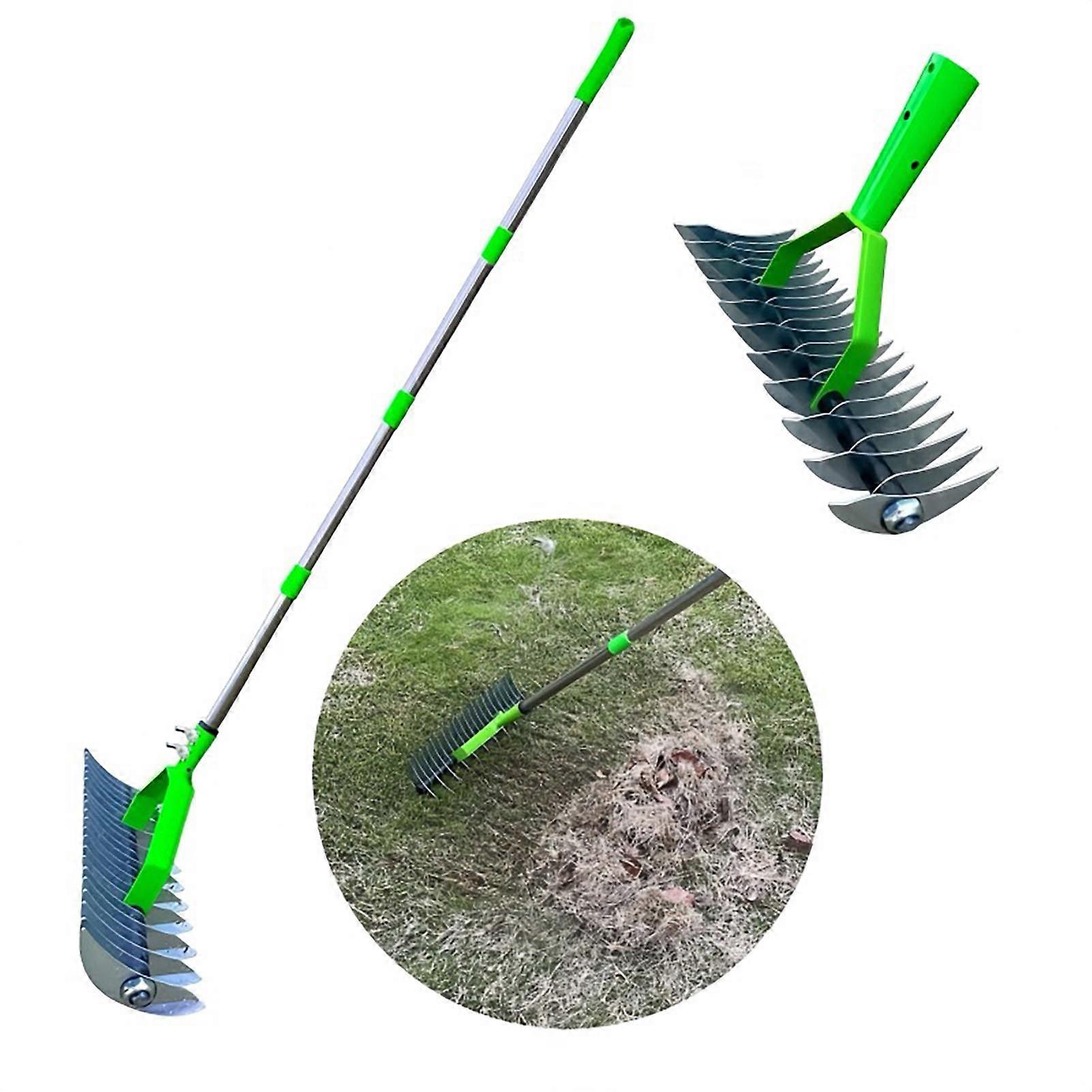Steel Tine Thatch Rake Soil Rake Cultivator Multi-Purpose Gardening ...