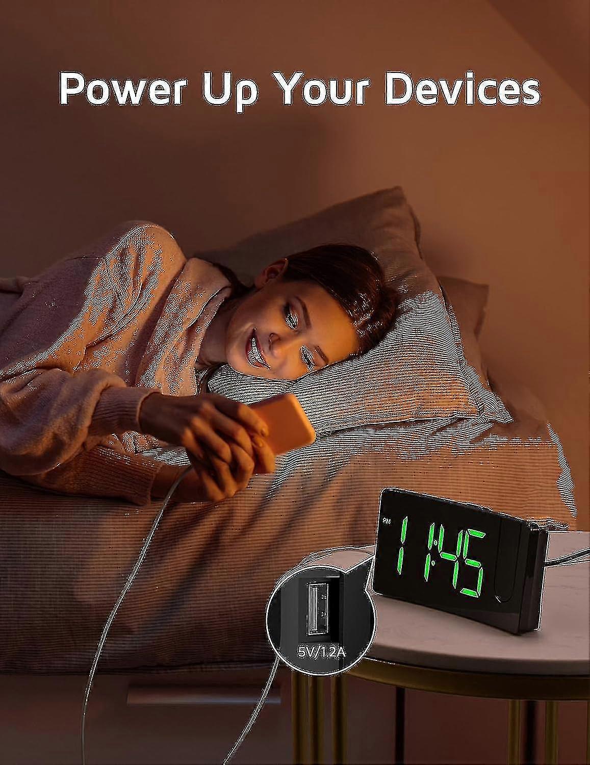 Projection Alarm Clock, Digital Clock With 180 Rotatable Projector, 3 ...