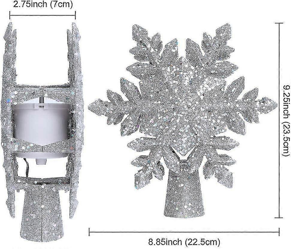Christmas Tree Topper Lighted With Led Rotating Silver Snowflake ...