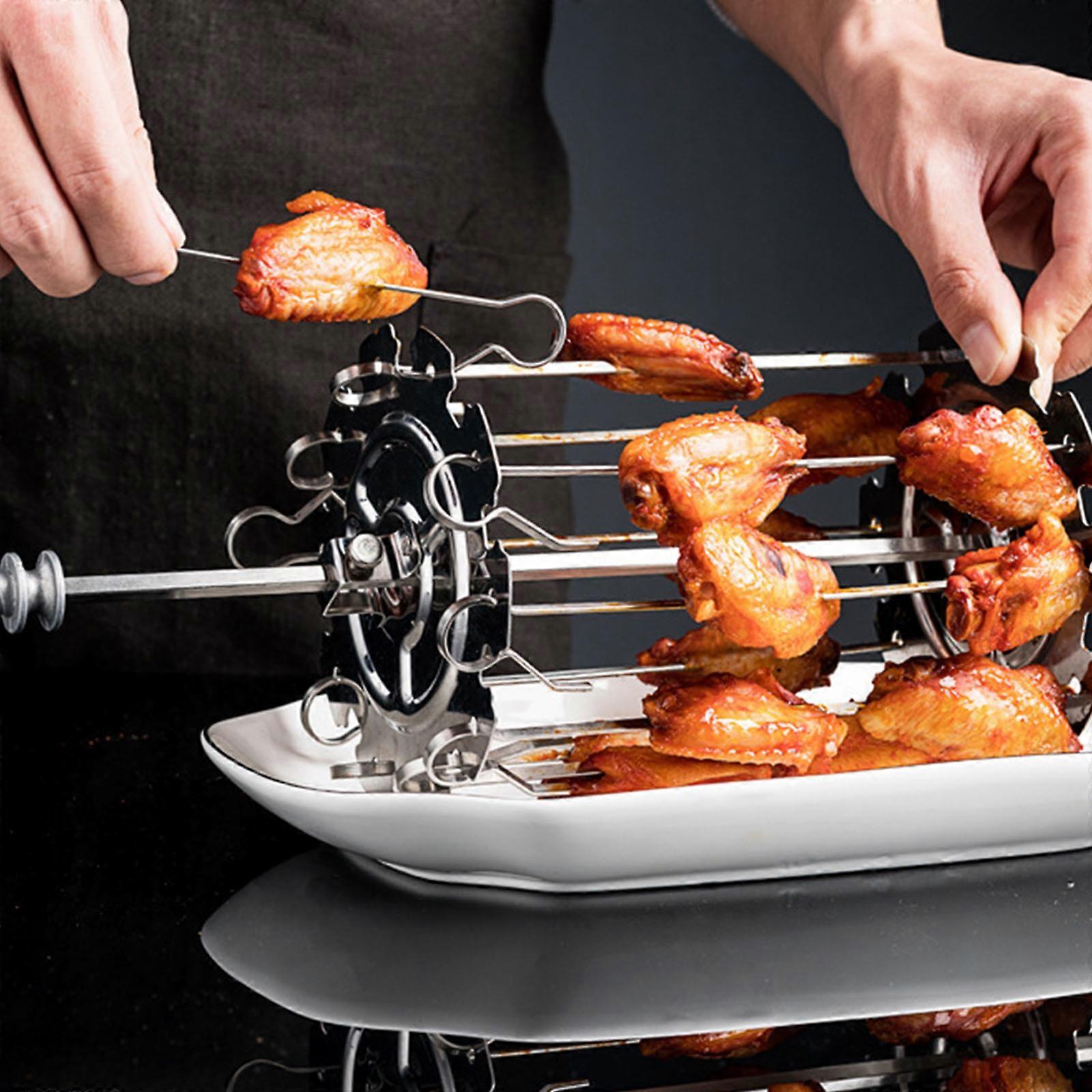 Rotary BBQ Grill Cage Roaster Rotisserie Skewers Needle Cage with 10 ...