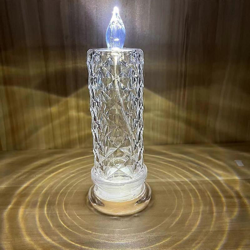 Faux Crystal LED Candles Light Flameless Night Light Rose Pattern ...