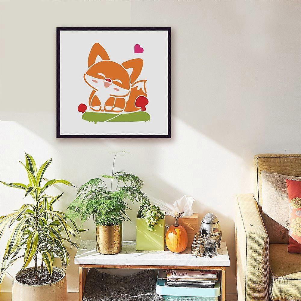 Cute Fox Painting Stencil 11.8x11.8inch Reusable Fox Mushroom Drawing ...