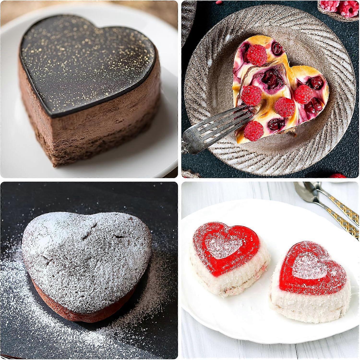 2Pcs 4 Inch Heart Shaped Cake Pans Aluminum for Valentine's Day,and ...