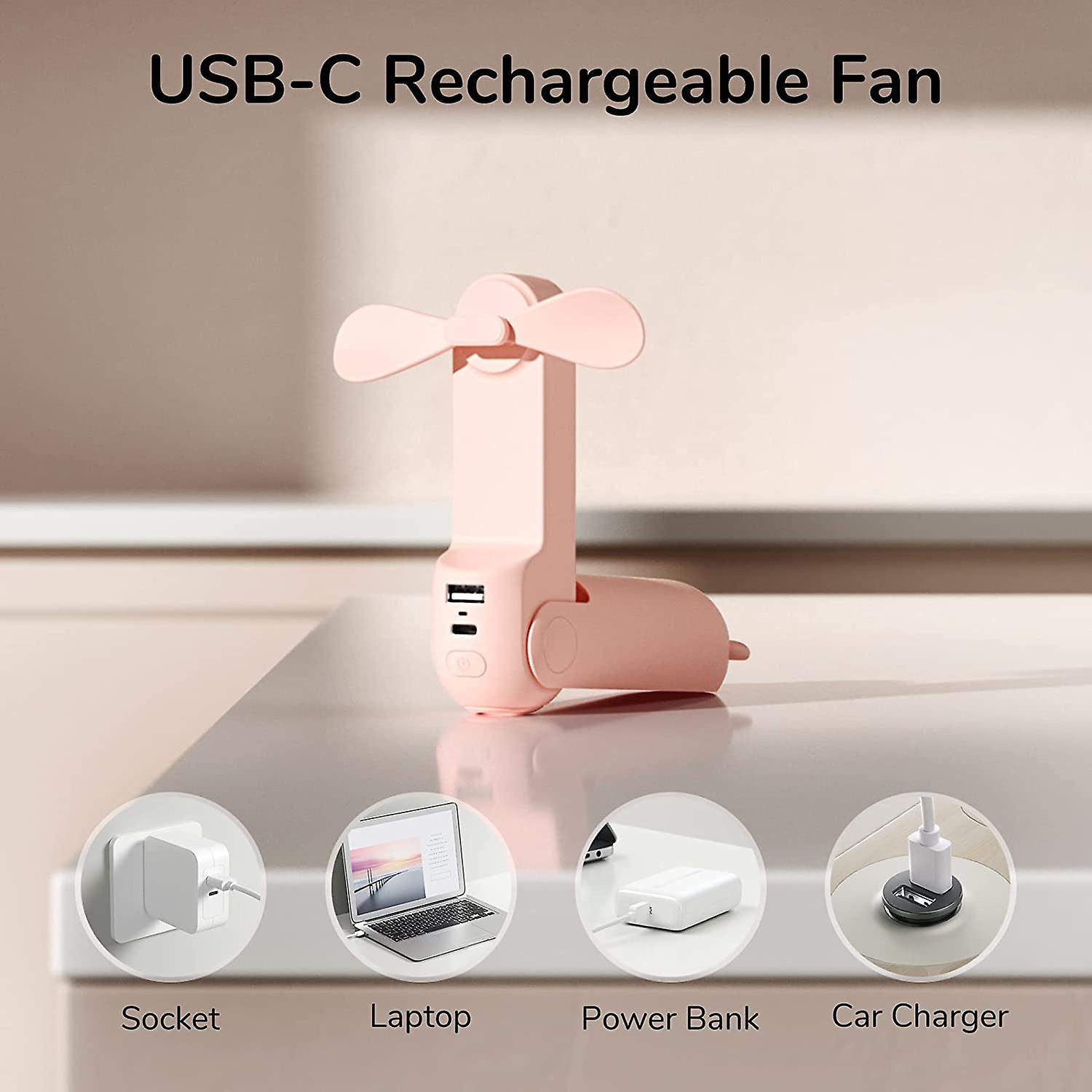 Handheld Mini Fan, 3 In 1 Hand Fan, Portable Usb Rechargeable Small ...