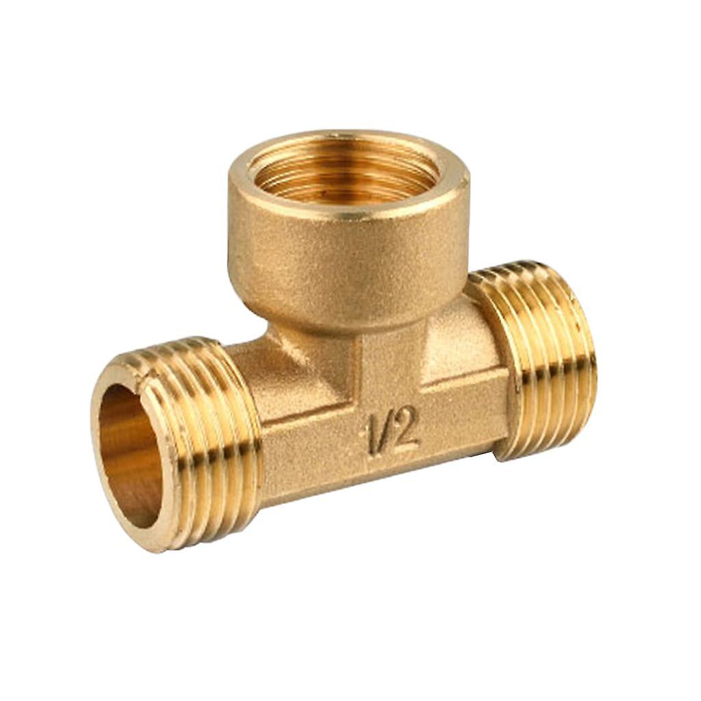 1/2" 3 Way Brass Male Female Male Tee T-Fittings Pipe Connector T ...