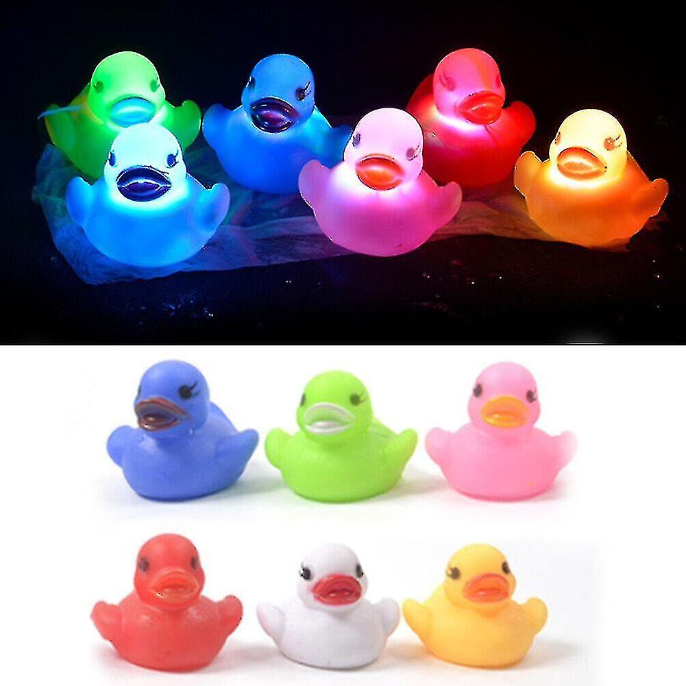 6x Cute Led Flashing Light Floating Duck Bath Tub Shower Rubber Toys ...