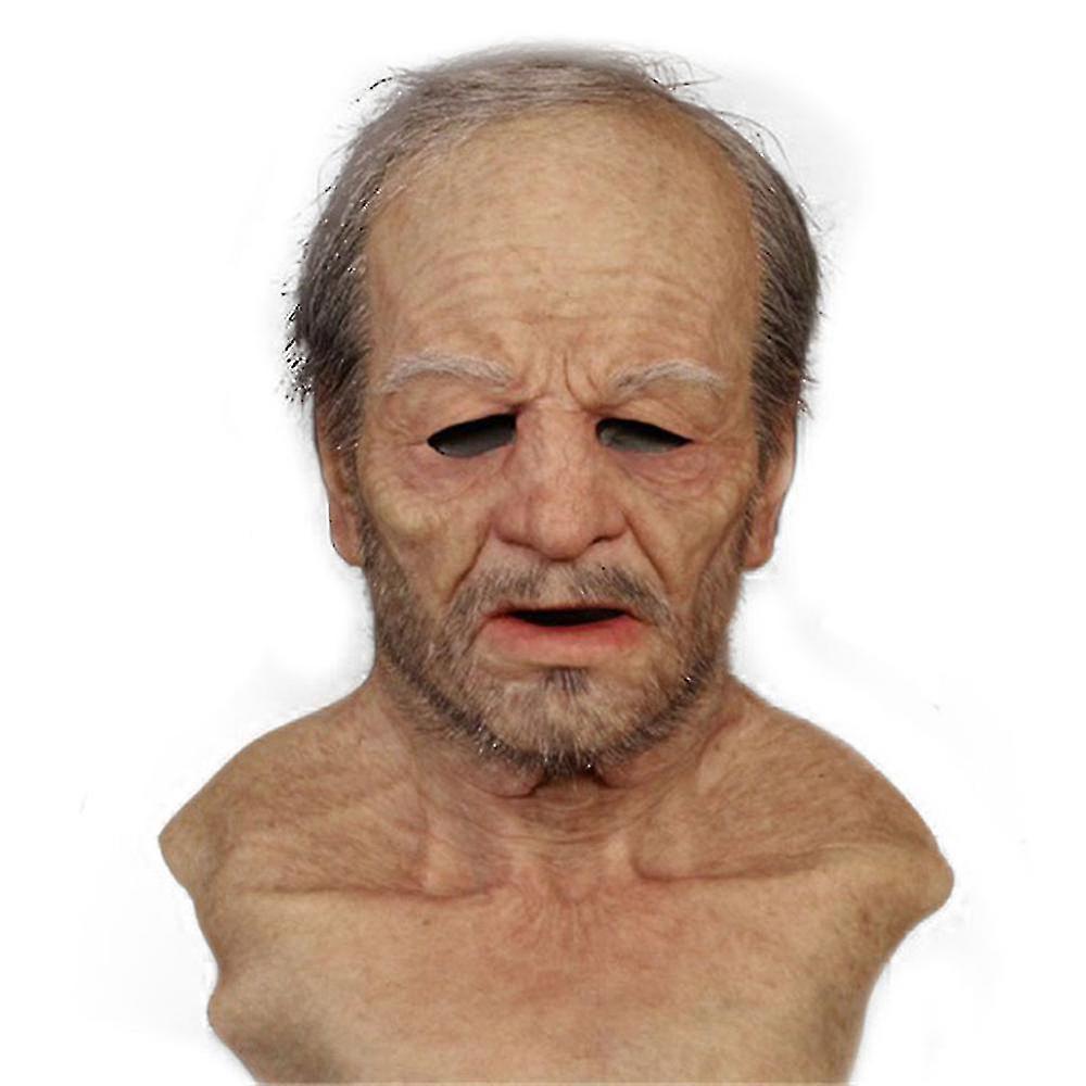 Masquerade Face Cover Latex Mask Elder Old Man Headgear Halloween ...