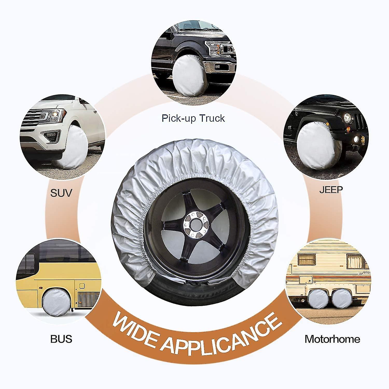 4 Pack Waterproof Tire Cover Spare Tyre Wheel Rv Trailer Camper Anti ...