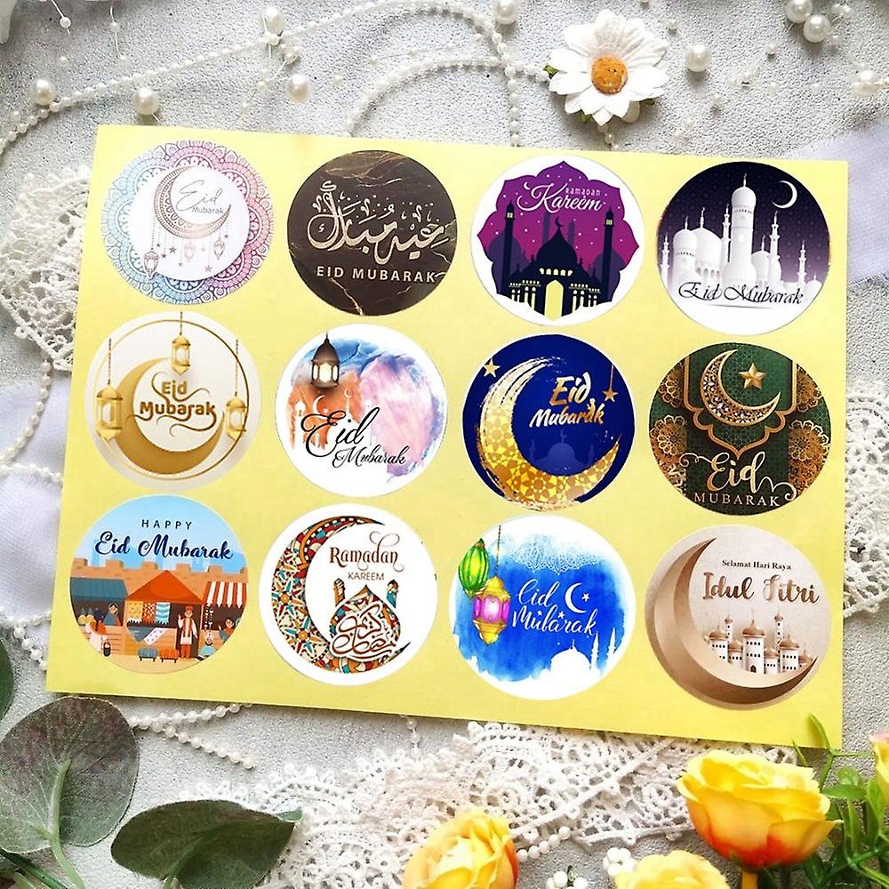 48pcs/set EID Mubarak Stickers Colorful Paper Tags for Ramadan Kareem ...