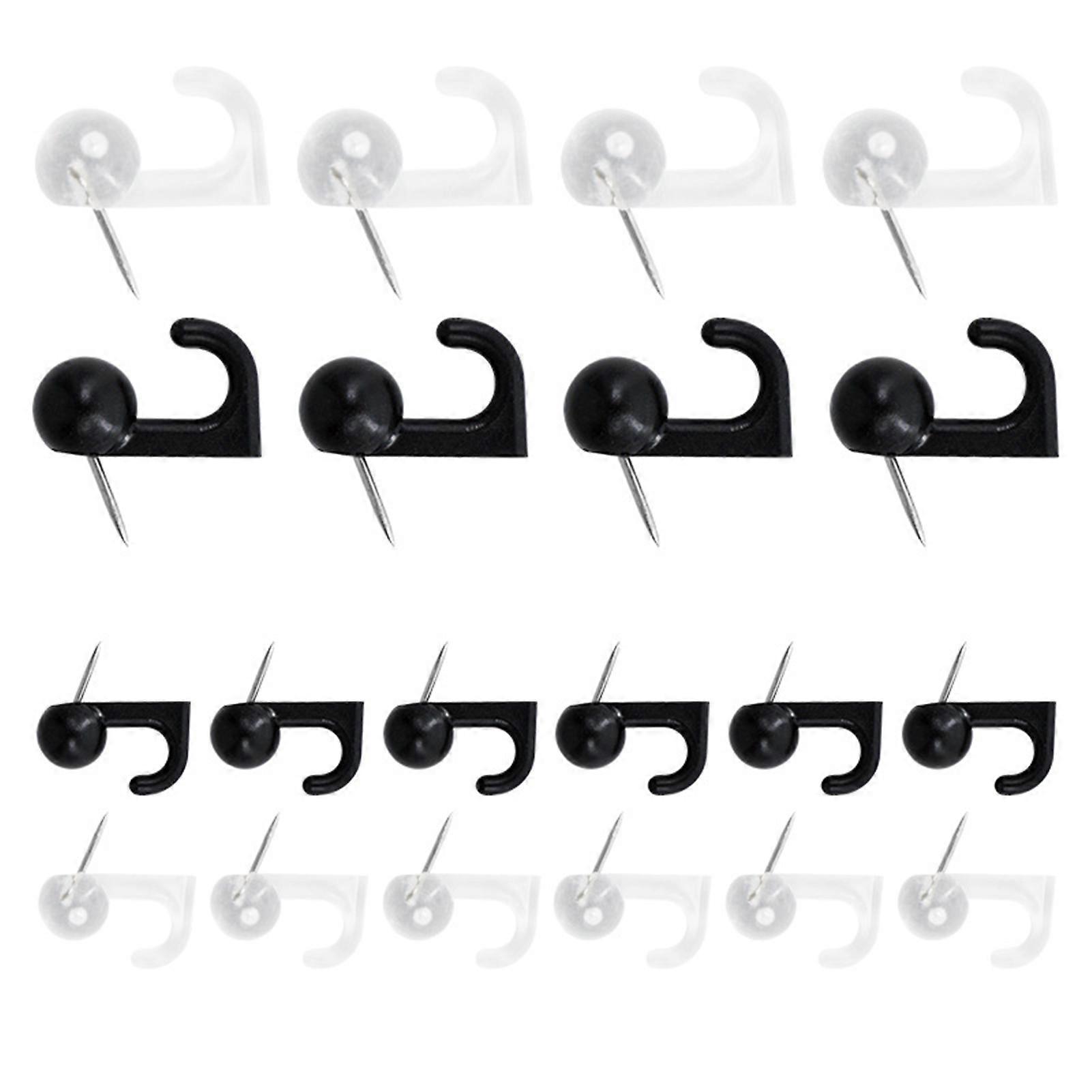 50Pcs Push Pin with Hook Plastic Box Black Transparent Cork Bulletin ...